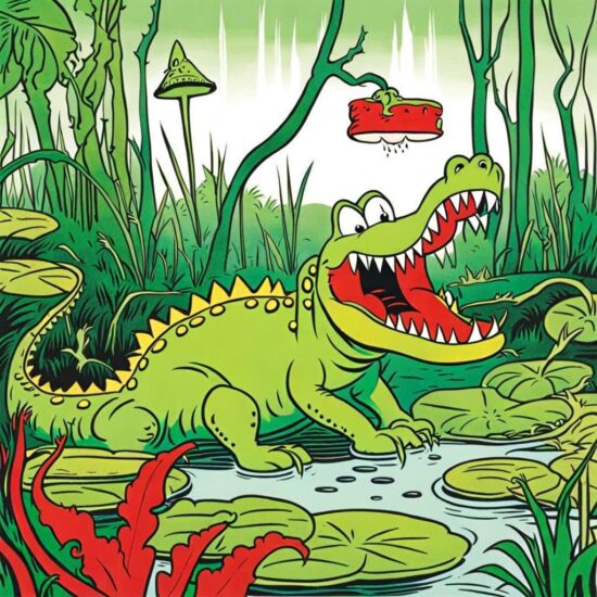 AI Image Prompt for The Angry Alligator in the Slimy Swamp by Dr Seuss