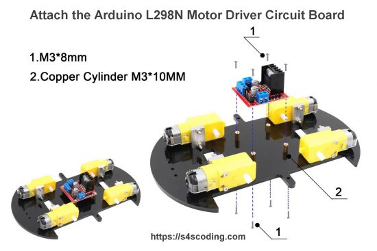 Attach the Arduino L298N Motor Driver Circuit Board