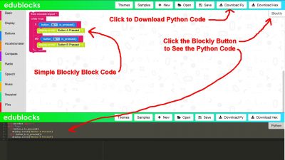 EduBlocks Example Button Code