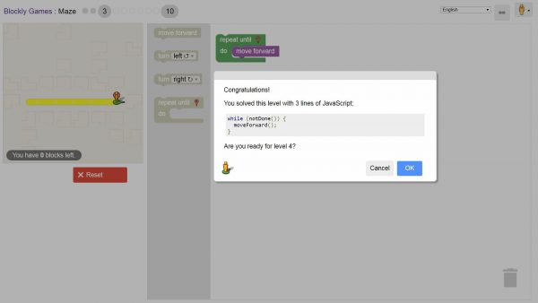 Google’s Blockly Games Maze 1-10 Solutions