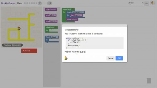 Google Blockly Games Maze 7 Solution